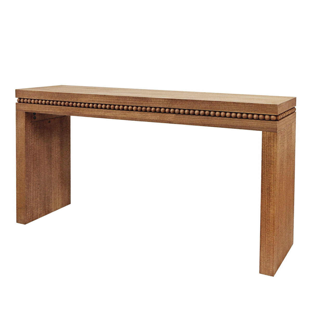 Rustic Manufactured Wood Console Table with Beaded Accent – Mossmuse
